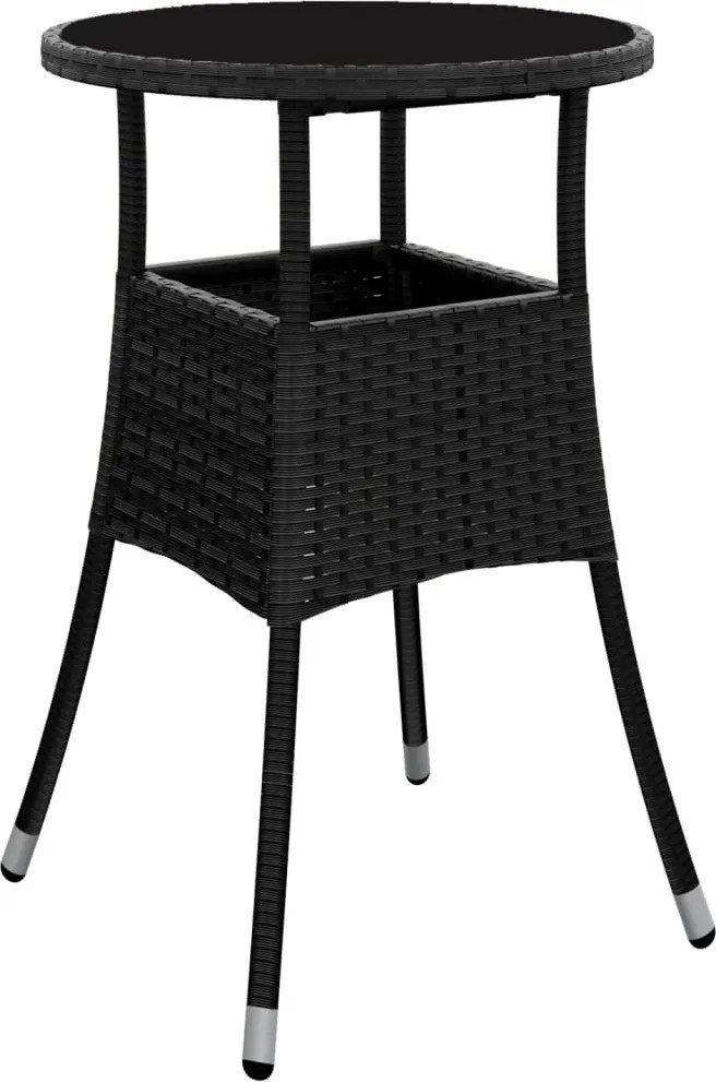 3dílný zahradní bistro set s poduškami černý polyratan 3187416