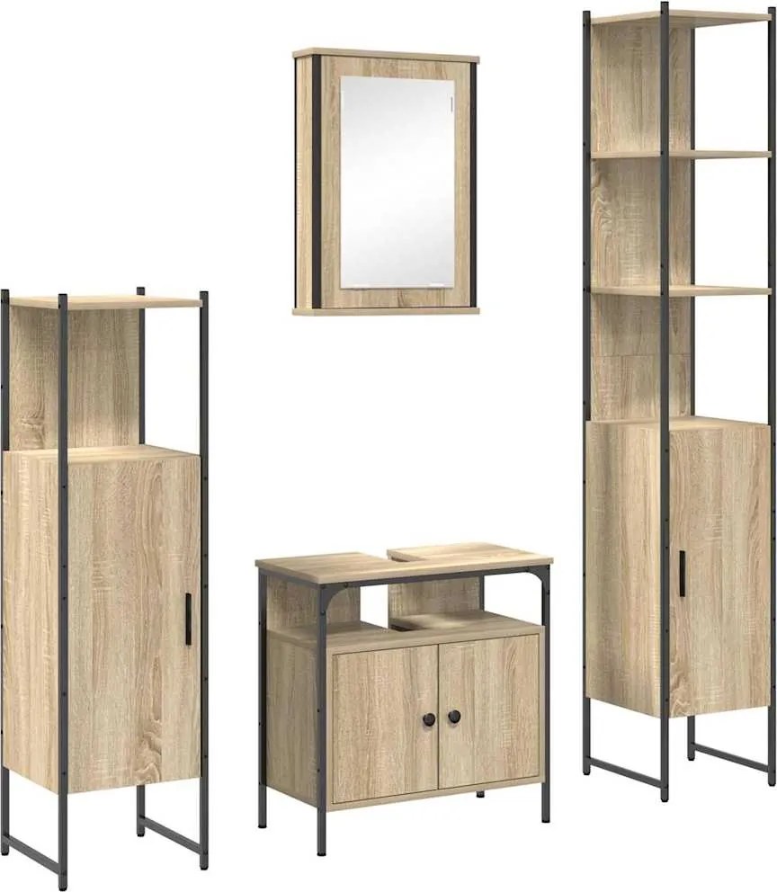 Sada koupelnového nábytku 4 ks Sonoma dub 33 x 33 x 185,5 cm 3399394