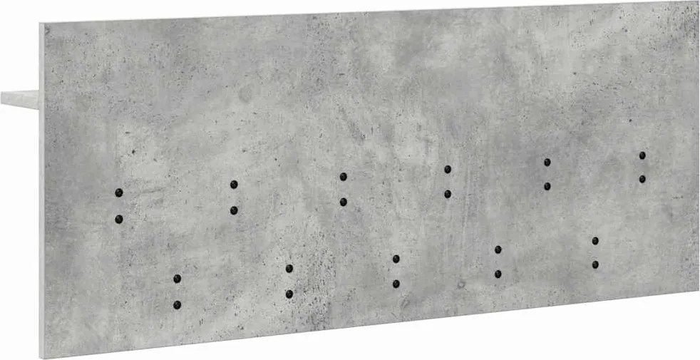 věšák, nástěnný, 1 prkno, háčky, kompozitní dřevo, 40x100x12 cm, beton šedá, Dekorino TK20260019