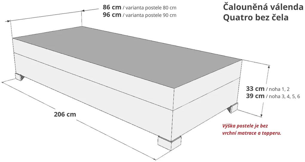 NEW DESIGN postele Čalouněná válenda QUATRO s úložným prostorem, 80×200 cm Velikost postele: 80 × 200 cm