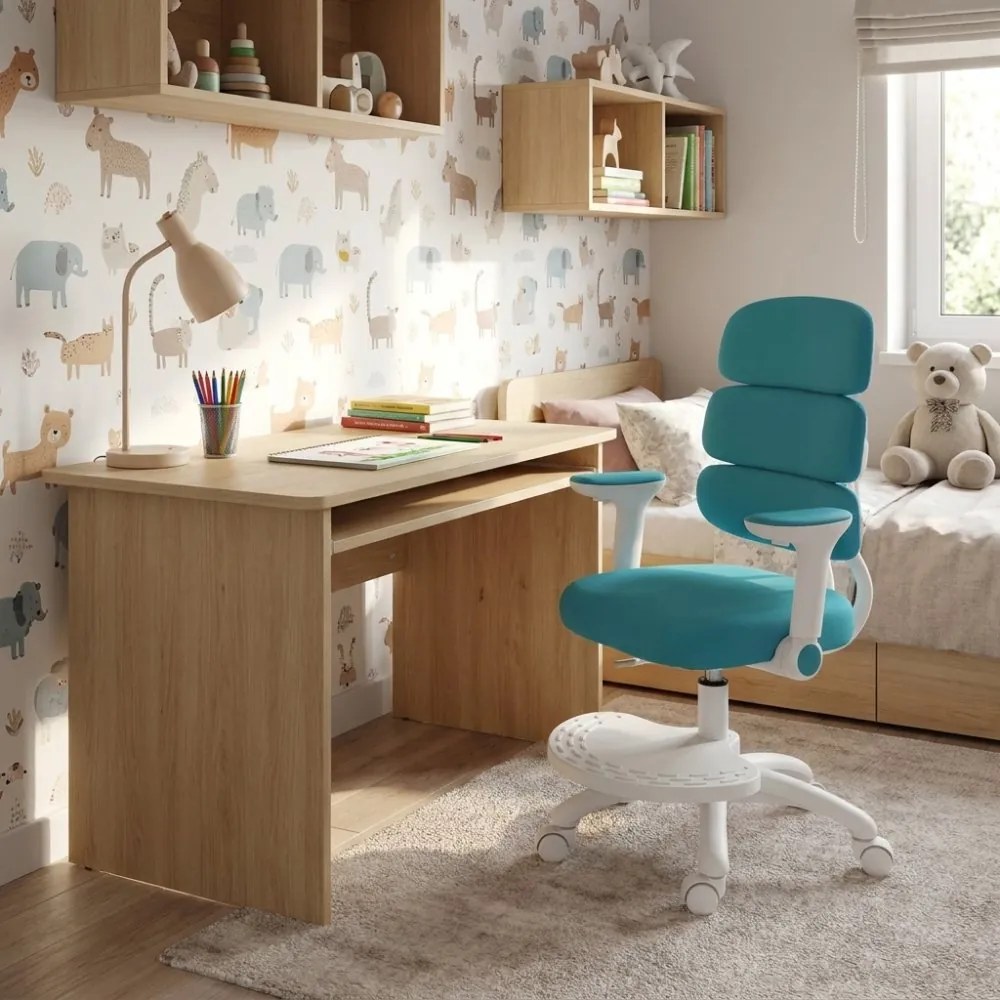 Dětská rostoucí židle Neoseat KIDDY THREE — látka, pratelný potah, tyrkysová (rozbaleno)