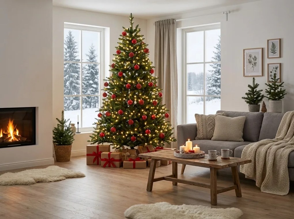 LED světelný řetěz CRANBERRY BALLS 7,4 m, červený