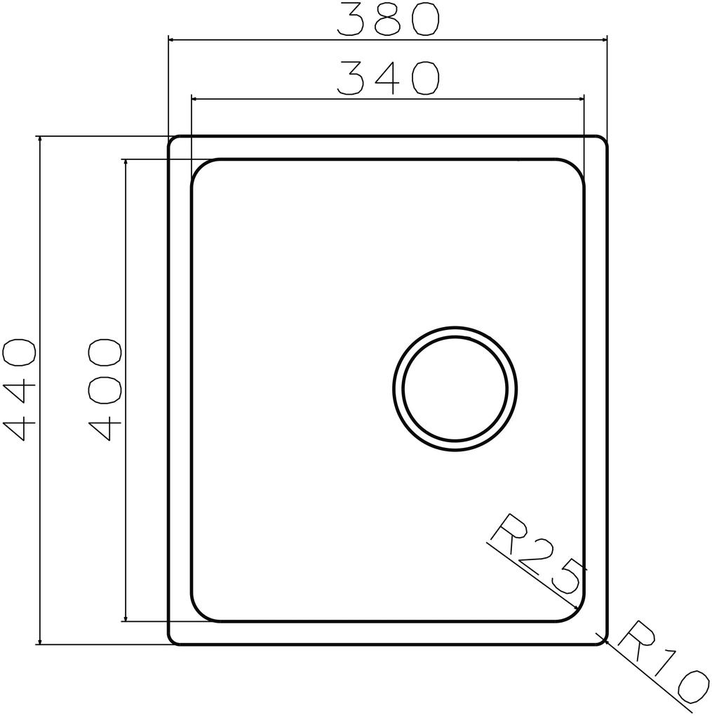 Nerezový dřez Sinks BLOCK 380 V 1mm kartáčovaný