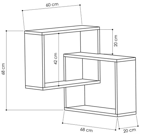 Rohová nástěnná police RING 68x68 cm bílá/antracit