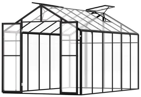 Polykarbonátový skleník VEVOR, 8 x 12 stop, venkovní skleník se 2 větracími okny, skleník ve stylu pavilonu s výklopnými dveřmi, hliníková sada pro velký bezbariérový skleník pro venkovní zahradu a dvůr