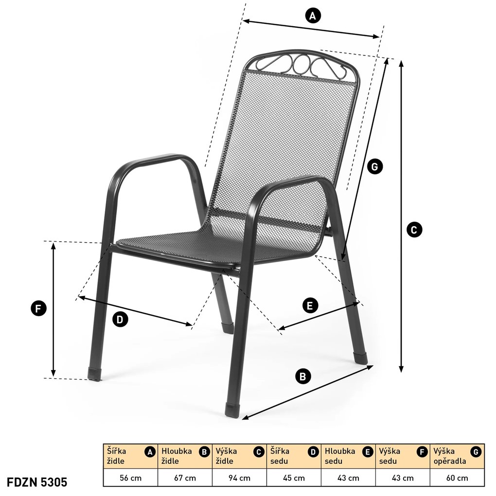 Fieldmann IRIS 4 Sestava zahradního nábytku IRIS 4 Sada venkovního nábytku v drátěném designu, Vyrobené z kvalitního tahokovu, 4 křesla, Možnost