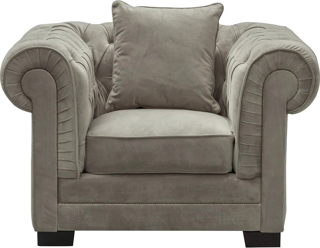 Křeslo Chesterfield Classic Velvet Light Grey 118x96x77cm