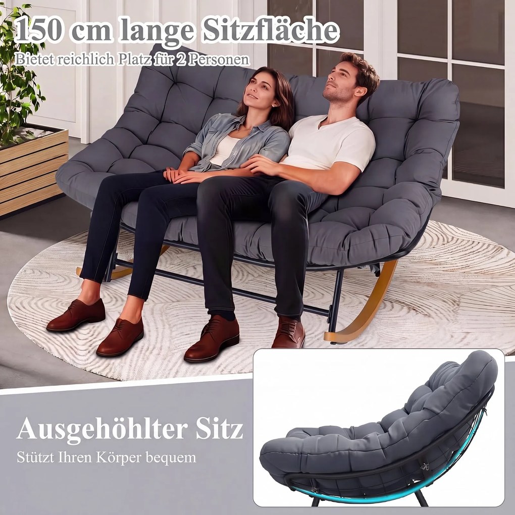 Costway Houpací křeslo se silným polštářem Velké houpací křeslo Pojme až 320 kg