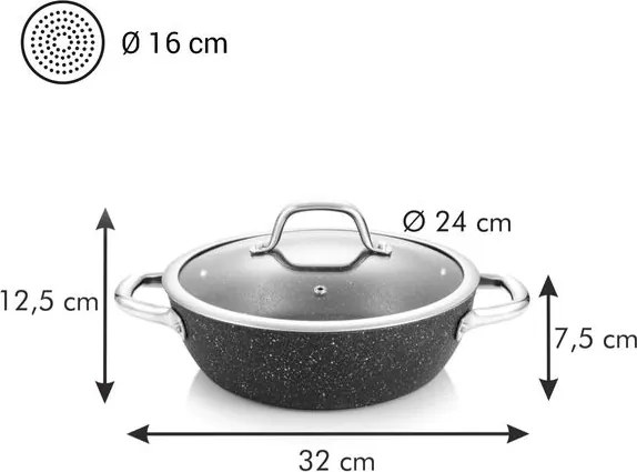 TESCOMA Pánev hluboká PRESIDENT Stone s poklicí ø 24 cm