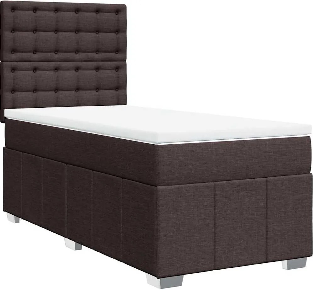 Box spring postel s matrací tmavě hnědá 90x200 cm textil 3291568