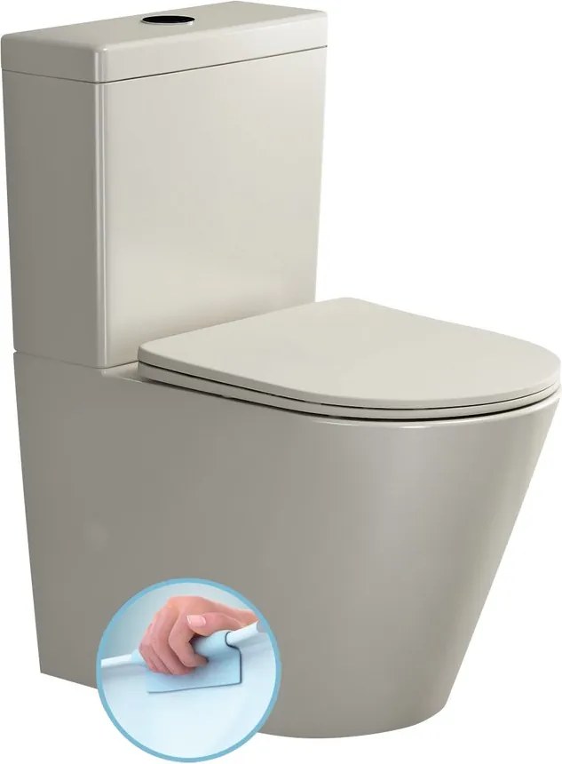 Sapho Sapho, PACO RIMLESS WC kombi mísa s nádržkou, spodní/zadní odpad, ivory, PC1012WRBE