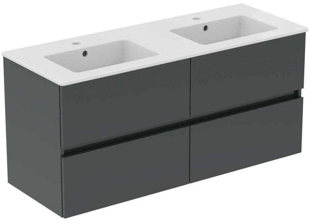 Ideal Standard Eurovit+ - Skříňka s dvojumyvadlem, 55x120x44 cm, 4 zásuvky, tmavě šedá R0577TI