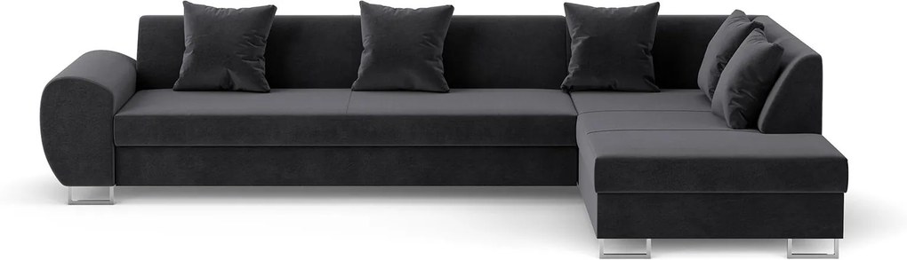 KOOKO HOME Rohová rozkládací sametová pohovka s úložným prostorem Adagio XL pravý roh