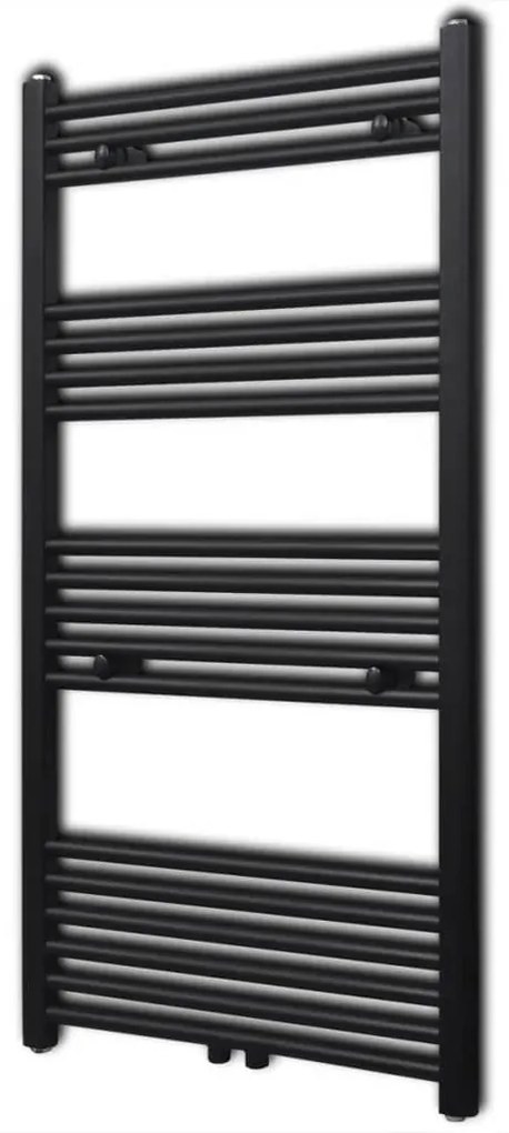 Černý žebříkový radiátor na ručníky rovný ústřední topení 600x1160 mm 141908