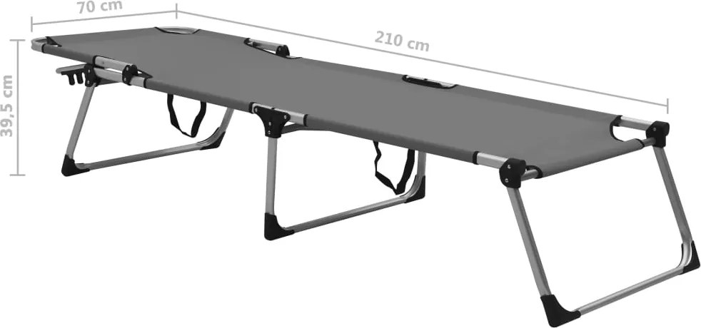 vidaXL Marketos Extra vysoké skládací zahradní lehátko pro seniory šedé hliník