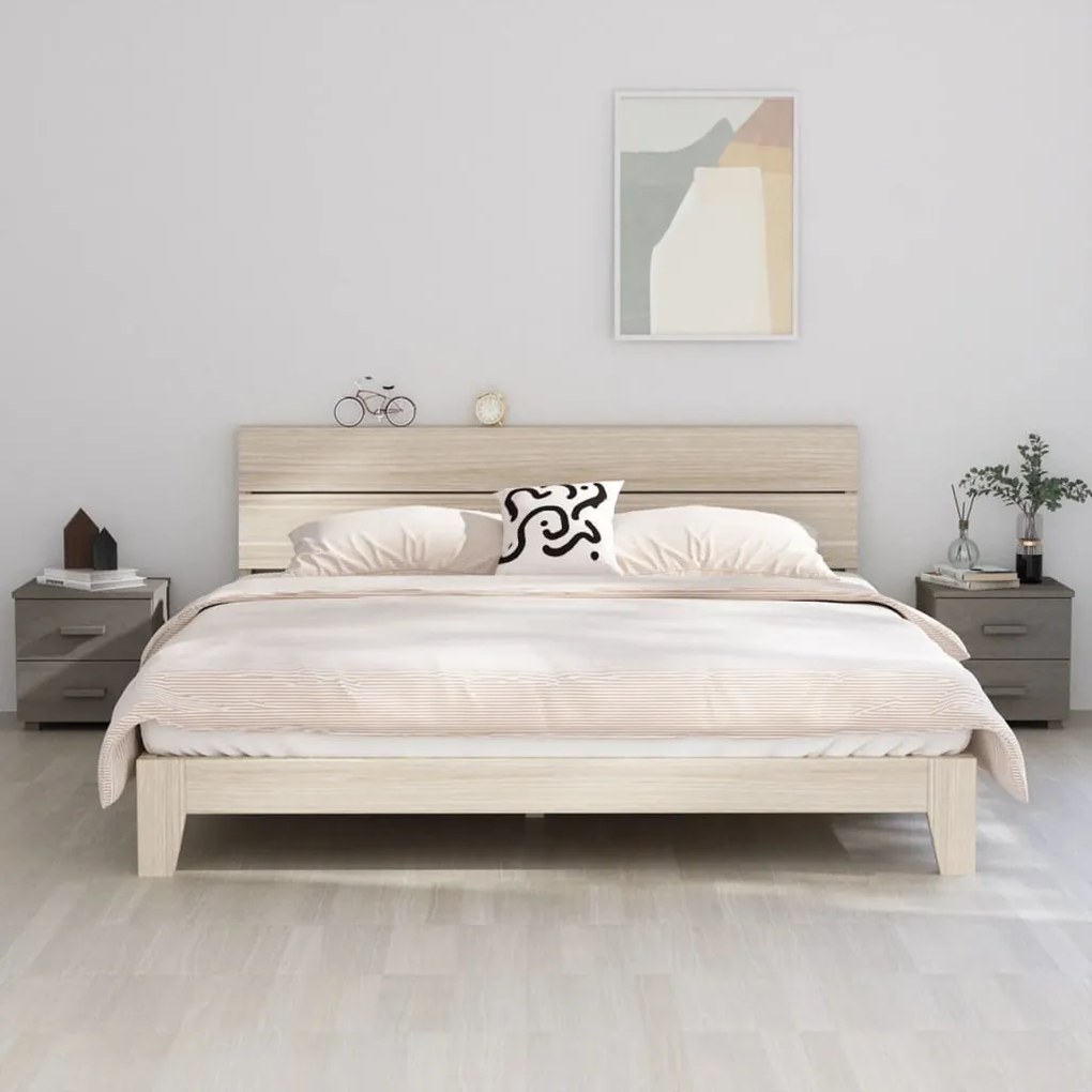 Noční stolky HAMAR 2 ks světle šedé 40x35x44,5 cm masivní dřevo 340411