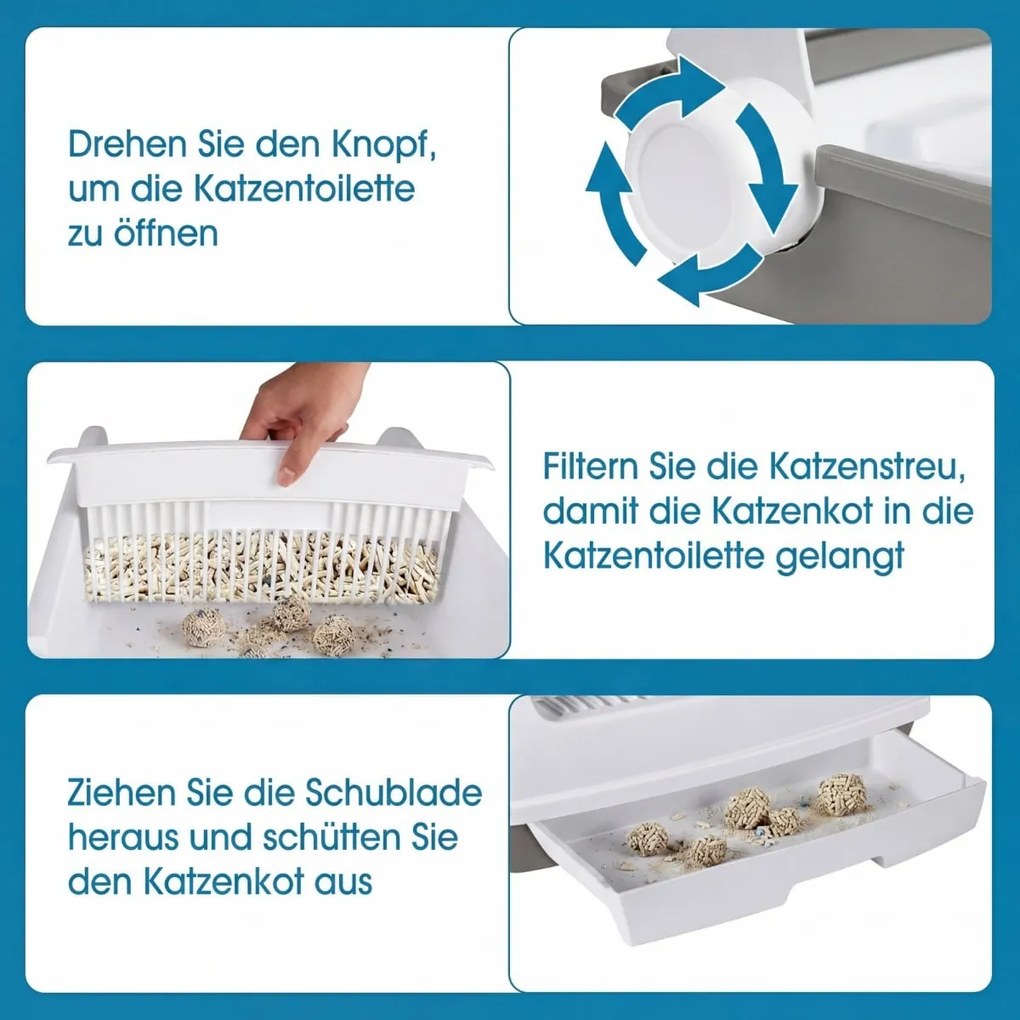 Costway Poloautomatický kotel na kočky s otevřeným víkem a zásuvkou a posuvnou