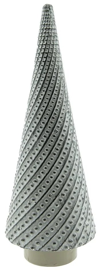 Šedý porcelánový dekorační vánoční stromek L - Ø 13*33 cm