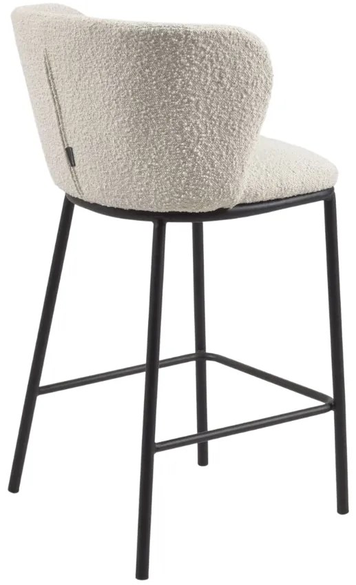Bílá bouclé barová židle Kave Home Ciselia 65 cm