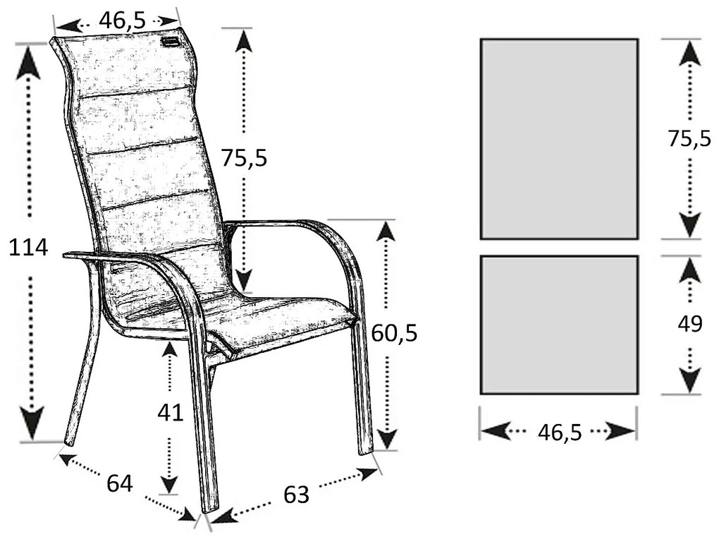 Hliníkové křeslo pevné MIAMI