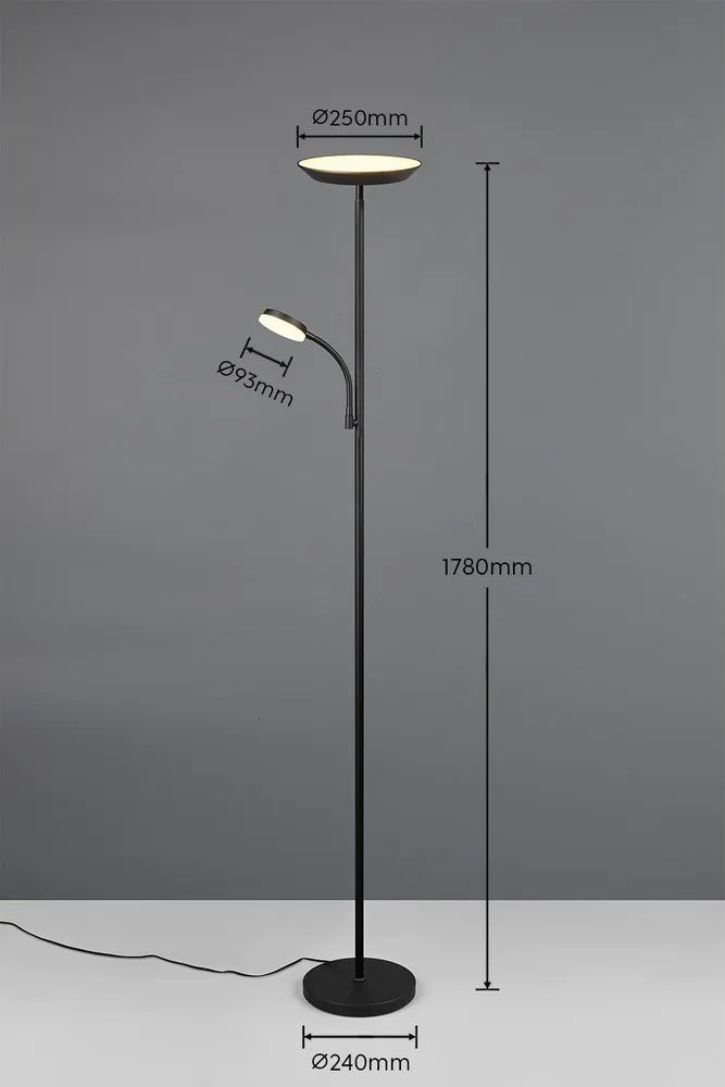 Černá LED stojací lampa (výška 178 cm) Specter – Reality