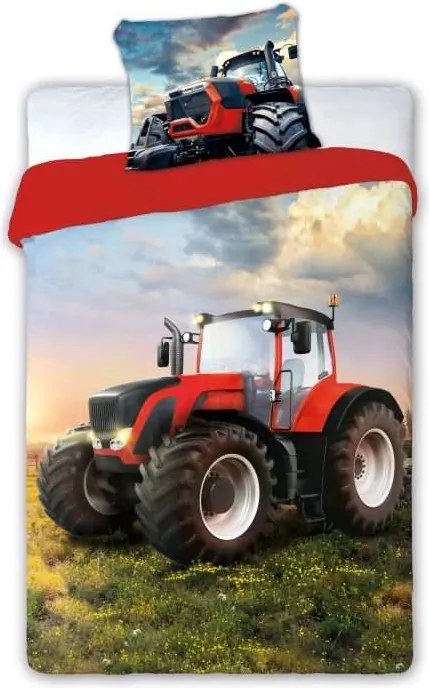 Povlečení bavlněné Deluxe 3D Traktor 200x140cm+90x70cm Faro