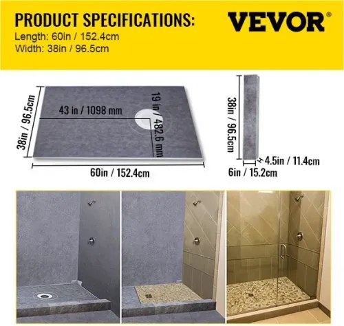 Vodotěsná sprchová souprava Vanička 96,5 × 152,4 cm s odtokovým PVC