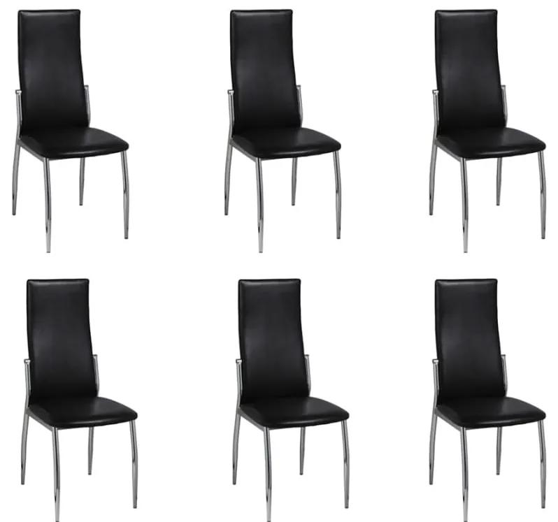 Jídelní židle 6 ks černé umělá kůže,  160257