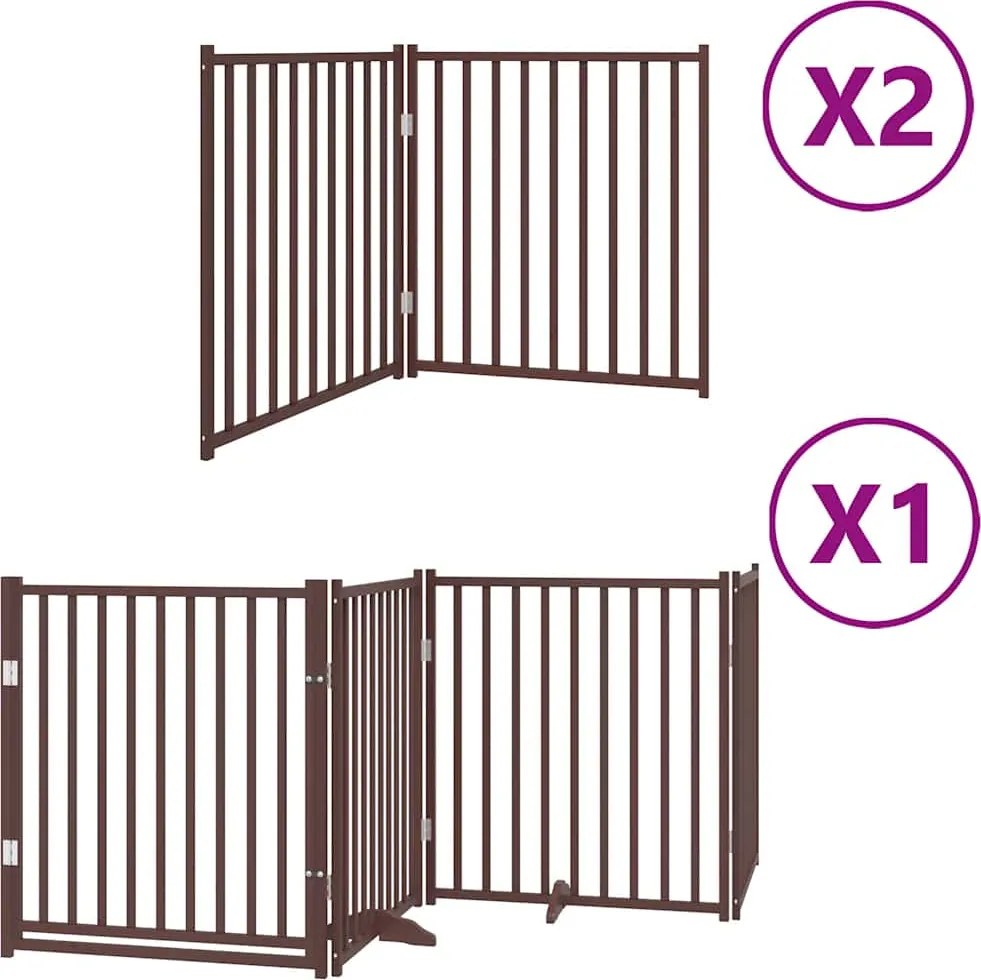 Zábrana pro psy s dvířky skládací 8 panelů hnědá 640 cm topol 3155750