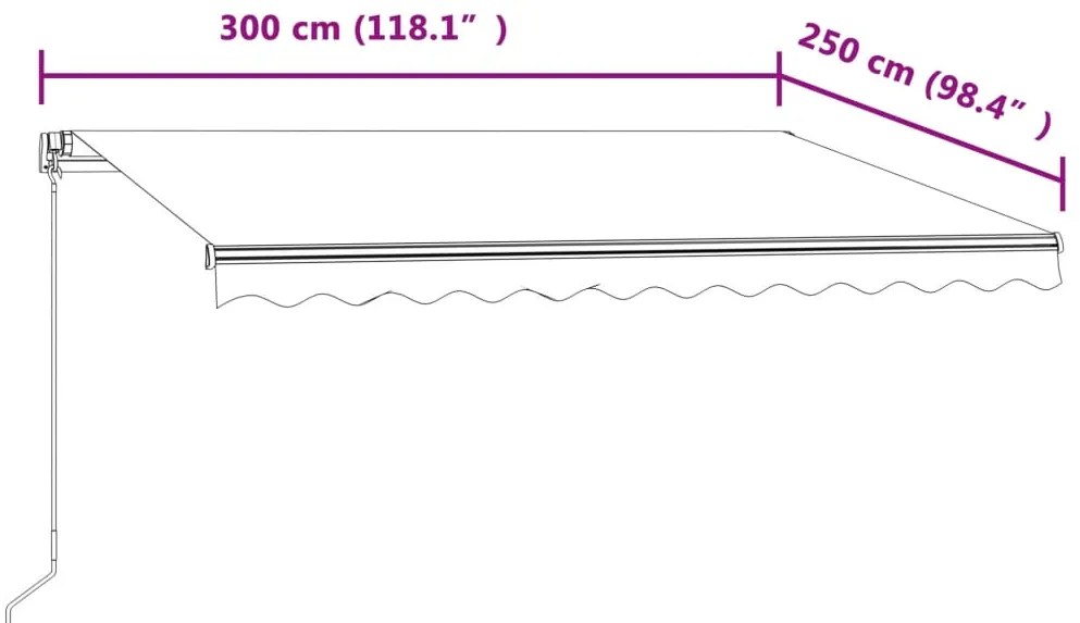 vidaXL Marketos Automatická zatahovací markýza 300 x 250 cm žlutobílá