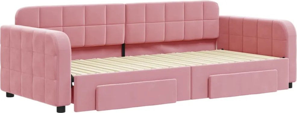 Válenda s přistýlkou a zásuvkami růžová 90 x 200 cm samet 3196980