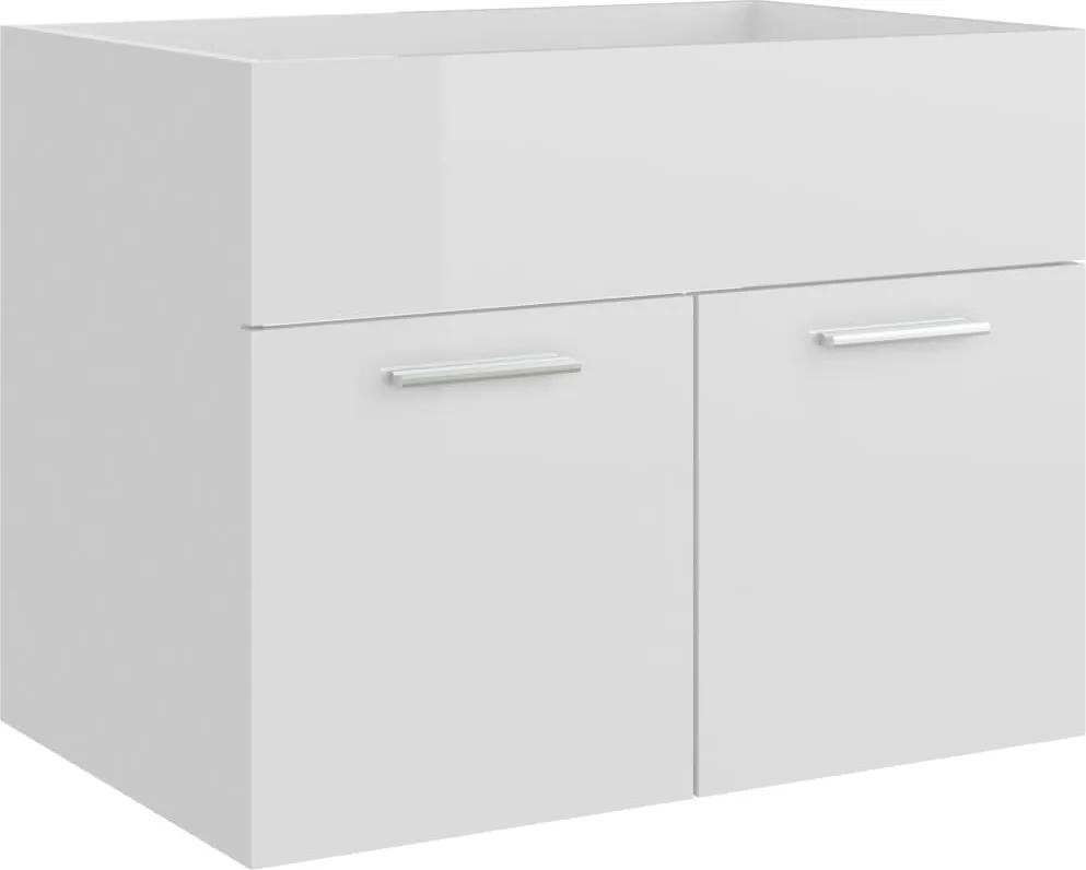 vidaXL 2dílný set koupelnového nábytku dřevotříska [804783] Barva: bílá s vysokým leskem