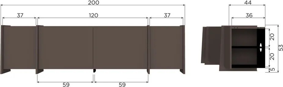 Tmavě hnědý TV stolek v dekoru jasanu 200x53x44 cm Brock – WOOOD