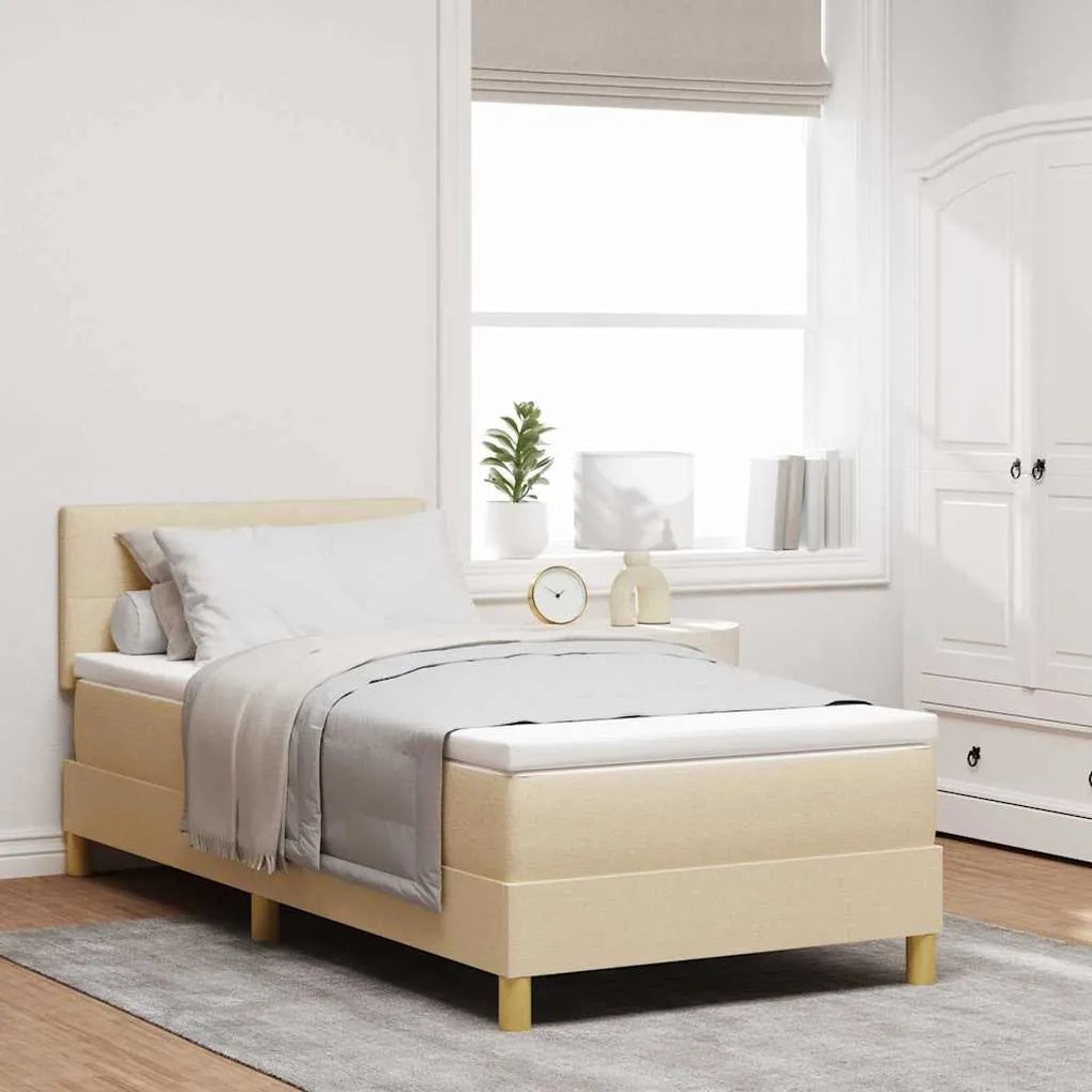 Postel s boxspringem s polštářem Krémová 90 x 190 cm textil 3338886