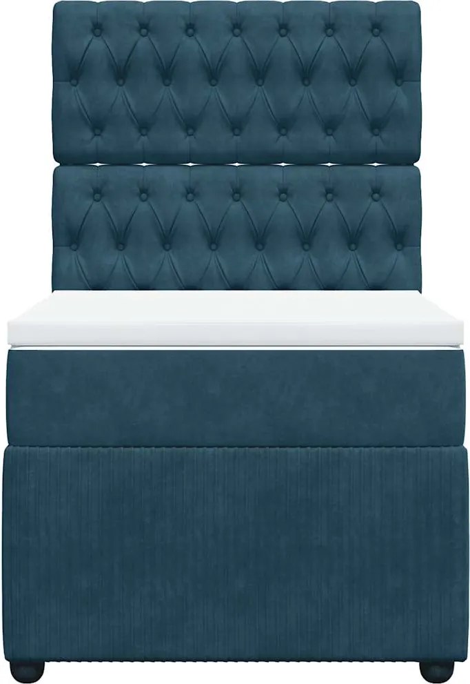 Box spring postel s matrací modrá 80 x 200 cm samet 3294500