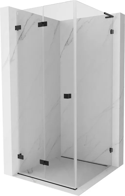 Mexen Lunar-F L, skládací sprchový kout levý 100 x 100 cm, 8mm čiré sklo, černý profil, 836L-100-100-70-00-L