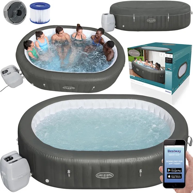 Bestway Vířivka Lay-Z-Spa Mauritius pro 5-7 osob, WiFi aplikace, hydromasáž, 60067 J-60067