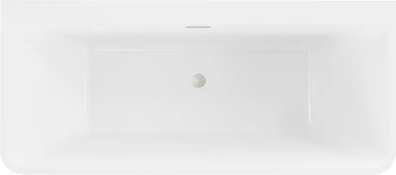 Mexen Volta, volně stojící nástěnná vana 150 x 75 cm, bílá-černá, broušená ocel přepad, 51131507575-97