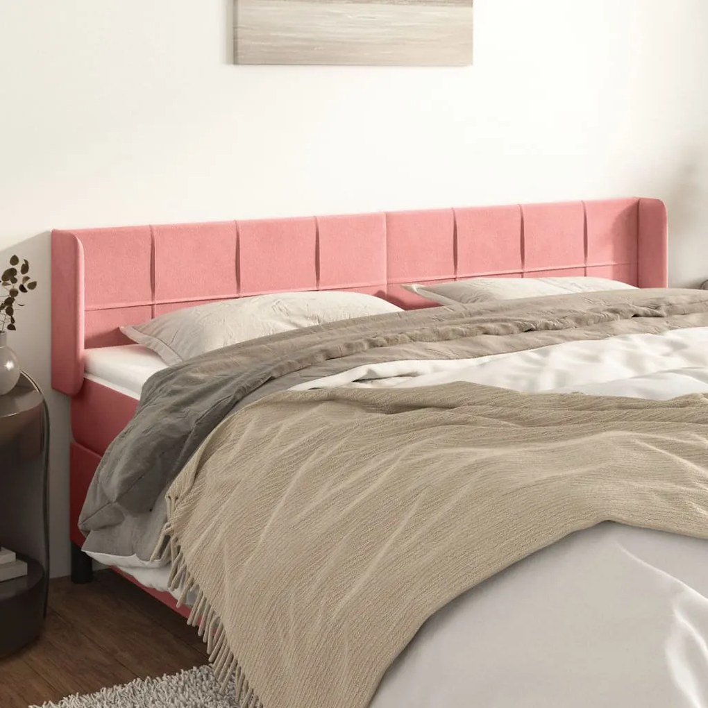 Čelo postele typu ušák růžová 163x16x78/88 cm samet 3118827