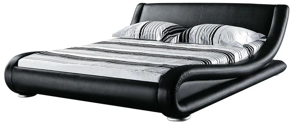 Kožená vodní postel 180 x 200 cm černá AVIGNON Beliani