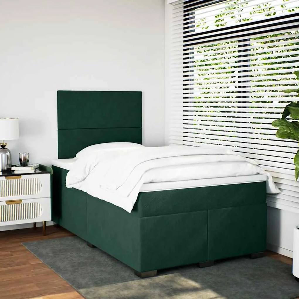 Box spring postel s matrací tmavě zelená 120 x 200 cm samet 3290879