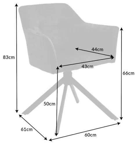 Podkrovní tmavě šedá sametová otočná židle/ 42390
