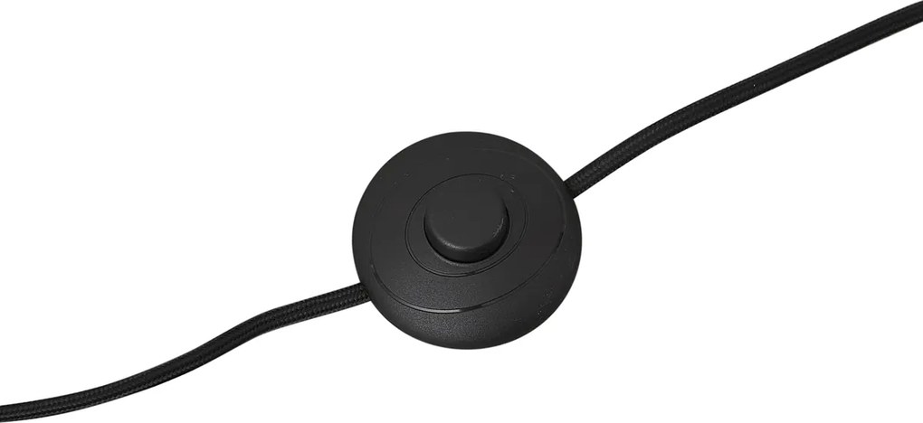 Stojací lampa černá s květinovým stínidlem a bílým vnitřkem 45 cm - Classico