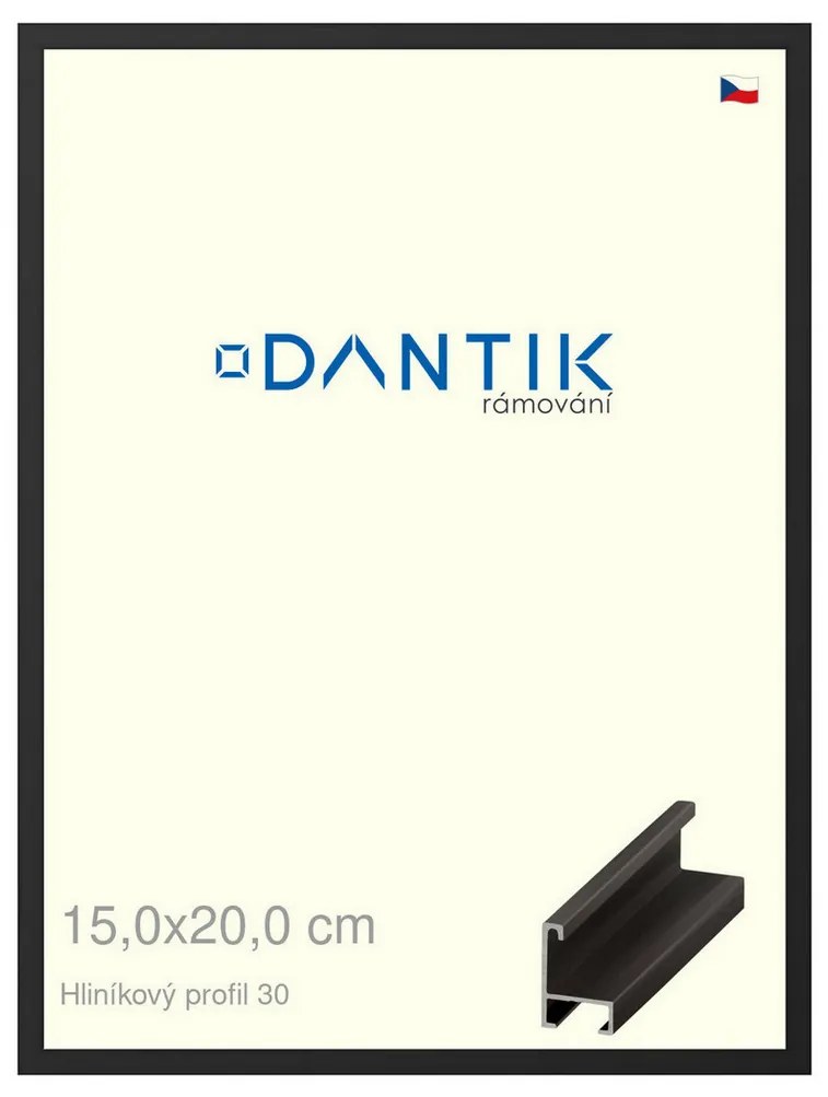 DANTIK rámeček 15x20 | ALU profil 6030 Černá matná (Sklo Čiré)