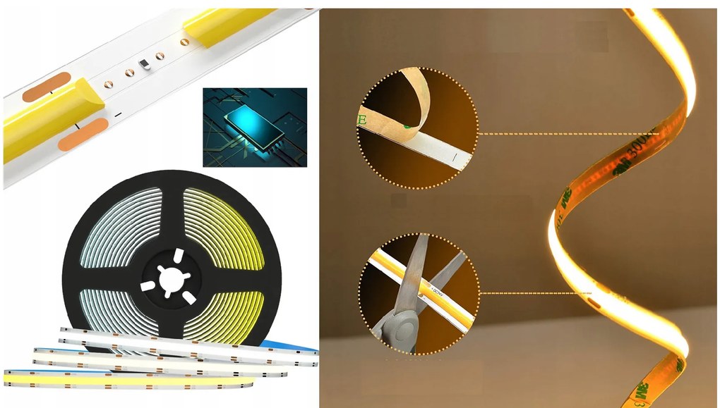 BERGE LED pásek COB Neon 24V - 480D - 9W/m - IP20 - 990lm - 1m - neutrální barva