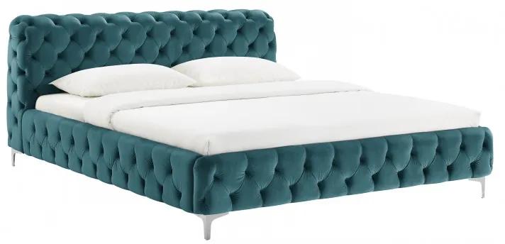Noble Home Zelenomodrá sametová postel Modern Barock 180x200 cm