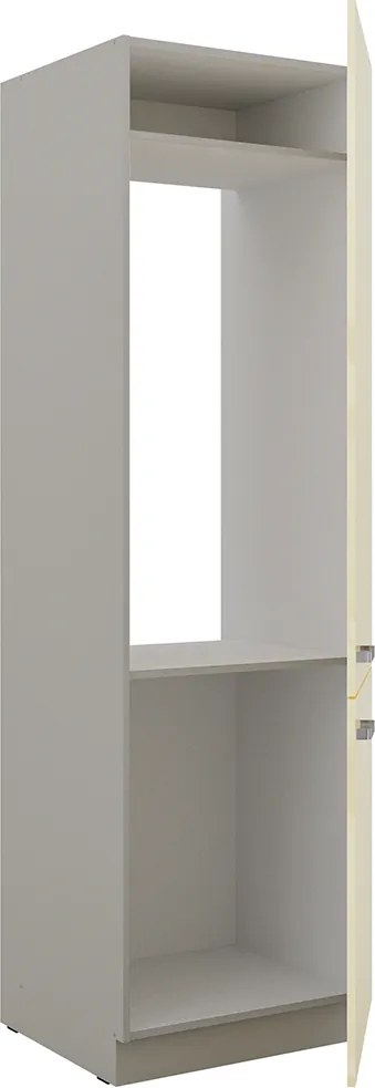 KARMEN | vysoká skříňka 60 LO-210 2F na vestavnou lednici | 60 cm | světle šedá/krémová lesk