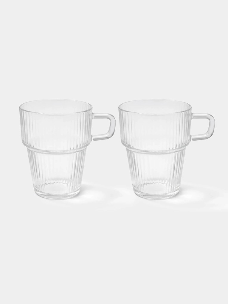 Sinsay - Rýhované skleněné hrnky 2 pack - clear