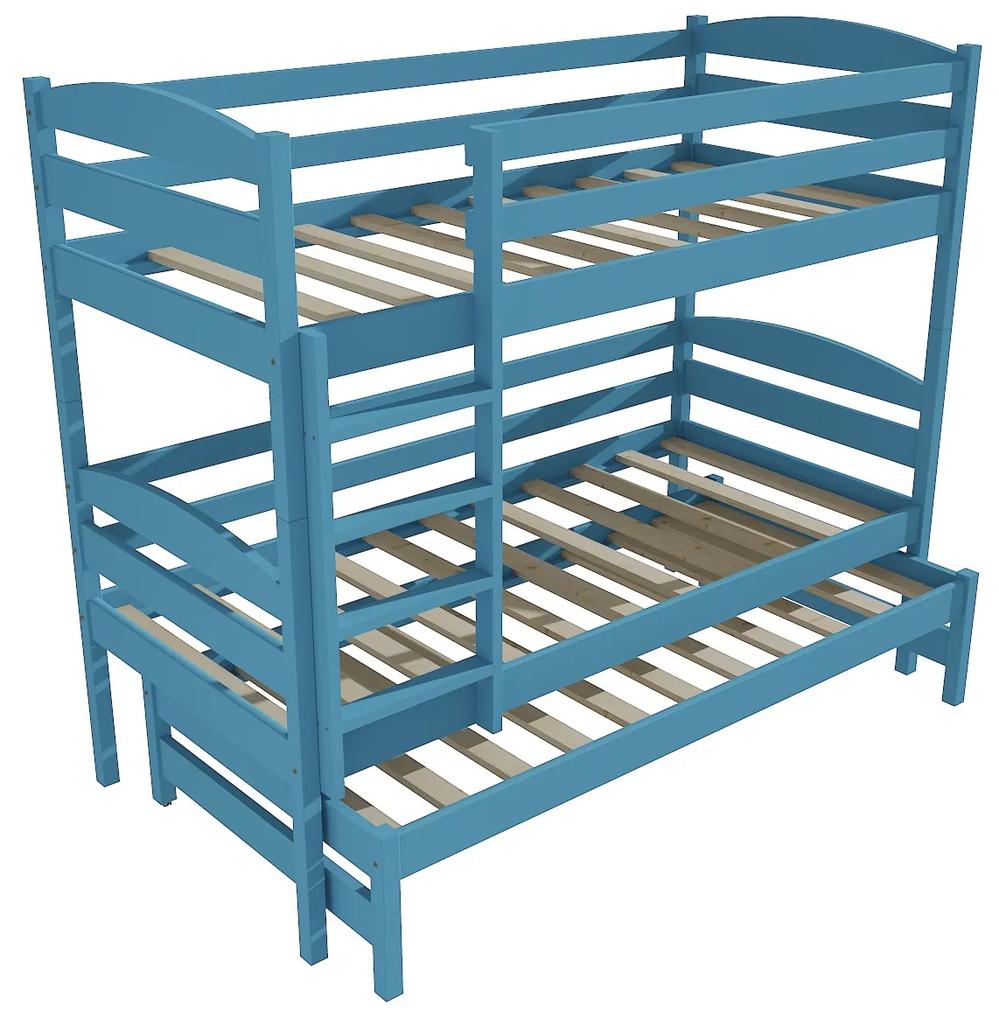 Vomaks Patrová postel s výsuvnou přistýlkou PPV 016 Rozměr: 80 x 180 cm, Barva: barva modrá, Prostor mezi lůžky: 80 cm