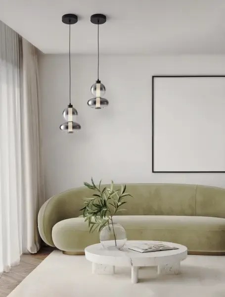 LED stmívatelný černo-šedý moderní lustr Bally